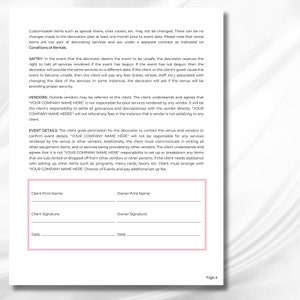 DIY Editable Event Decorating Services Contract Agreement, Party ...