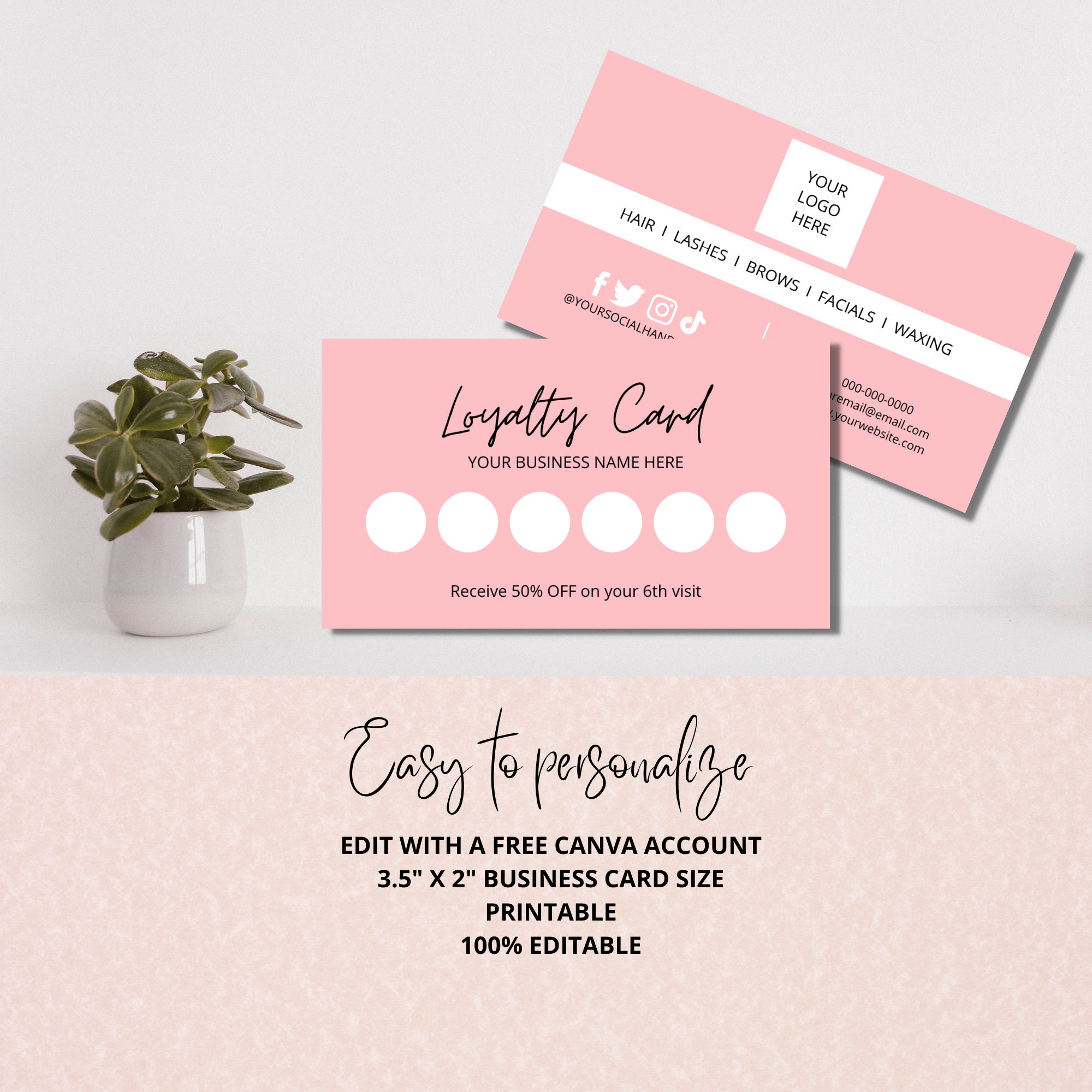 DIY Editable Loyalty Card Template 3.5 X 2 - Etsy