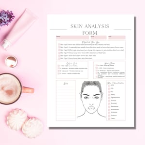 Printable Skin Analysis Form, Facial Treatment Notes Form, Esthetician ...