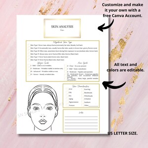 Skin Analysis Template Forms I Male Female Face Charts I DIY Editable ...