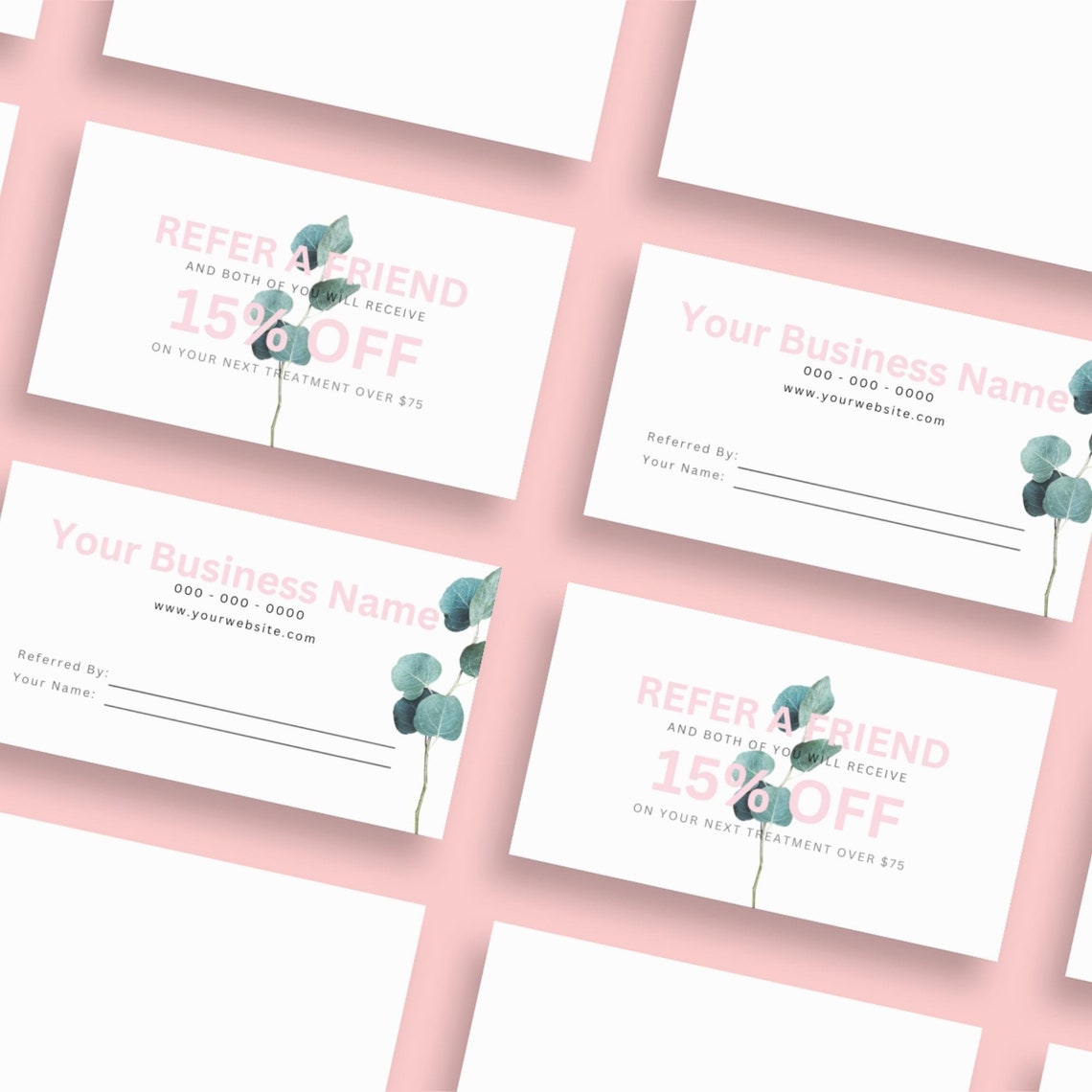 Editable Client Referral Card Feminine Refer a Friend - Etsy