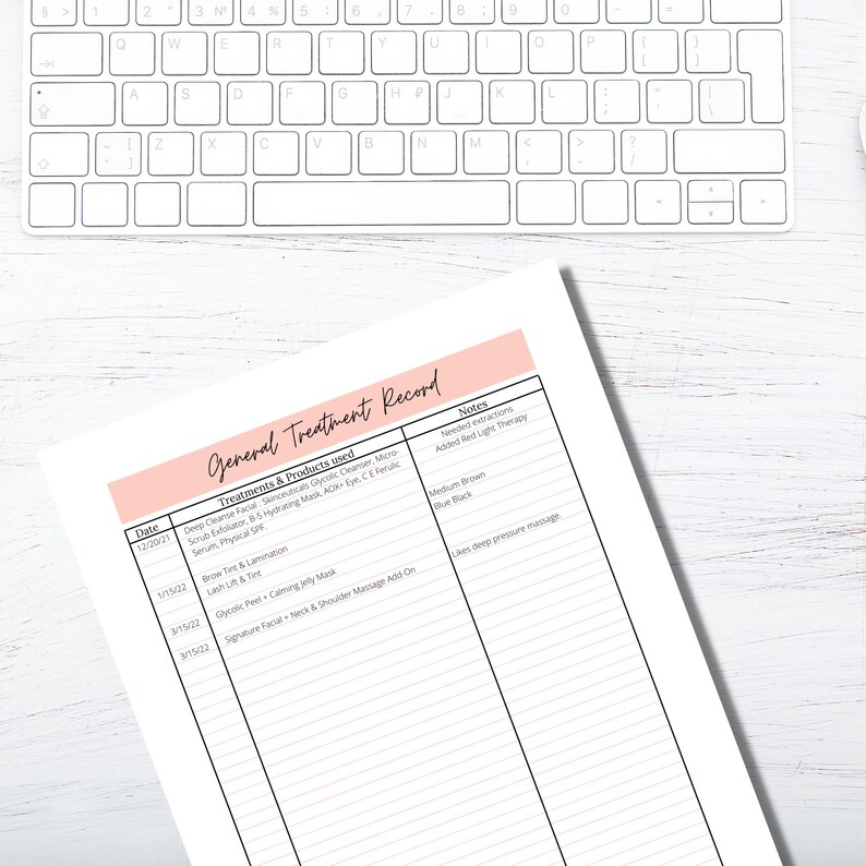 Client Treatment Record Form I Client Service Record I - Etsy