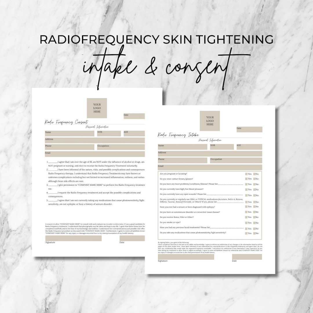 Radio Frequency Intake and Consent Form, DIY Editable Canva Template, RF Skin Tightening, Body ...