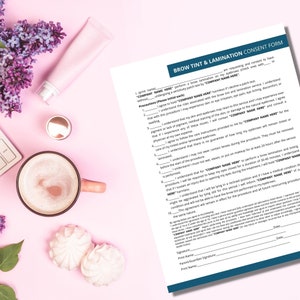 Brow Tint and Lamination Consent Form, DIY Editable, Printable, 1 Page Canva Template ...