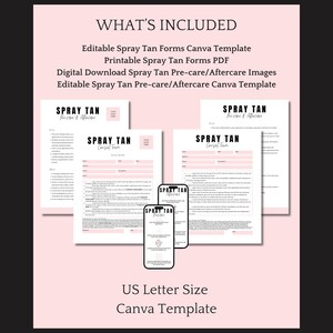 Editable Spray Tan Forms, Spray Tan Salon Business Forms, Spray Tan ...