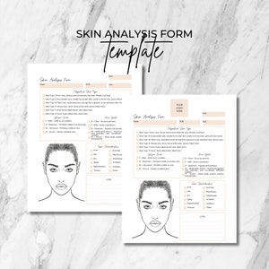 Skin Analysis Form With Face Chart I Skin Consultation I DIY Editable ...