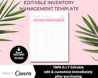 Editable Inventory Management Form I Small Business Inventory Sheet I ...