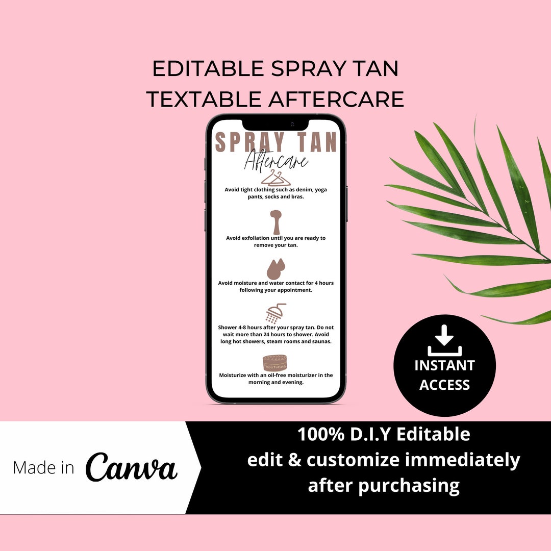 Spray Tan Aftercare, Editable, Digital, Spray Tan Post-treatment Care ...