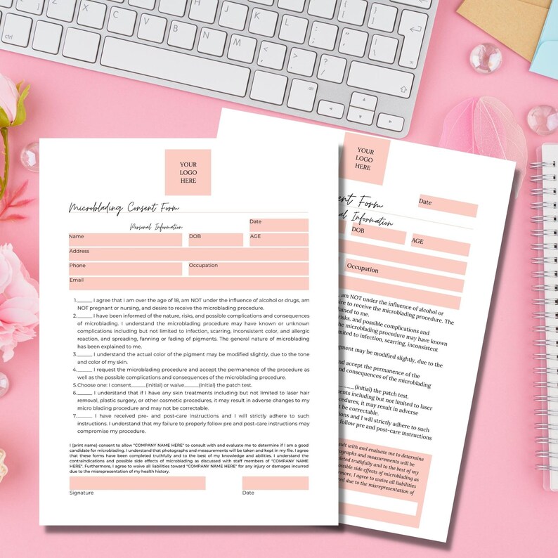 Microblading Consent Form DIY Editable Printable 1 Page Canva - Etsy
