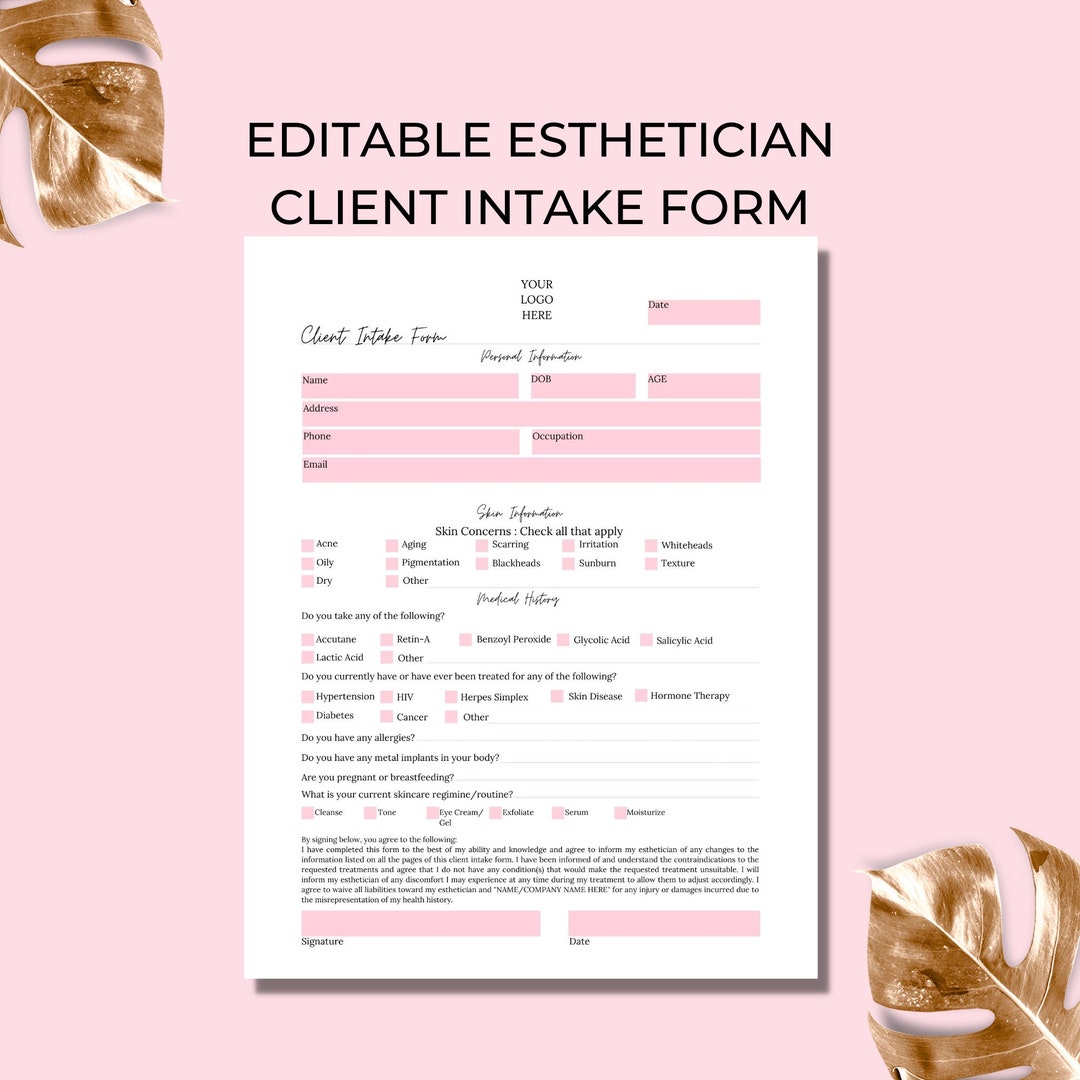 Client Intake Form, 1 Page, DIY Editable Printable Canva Template ...