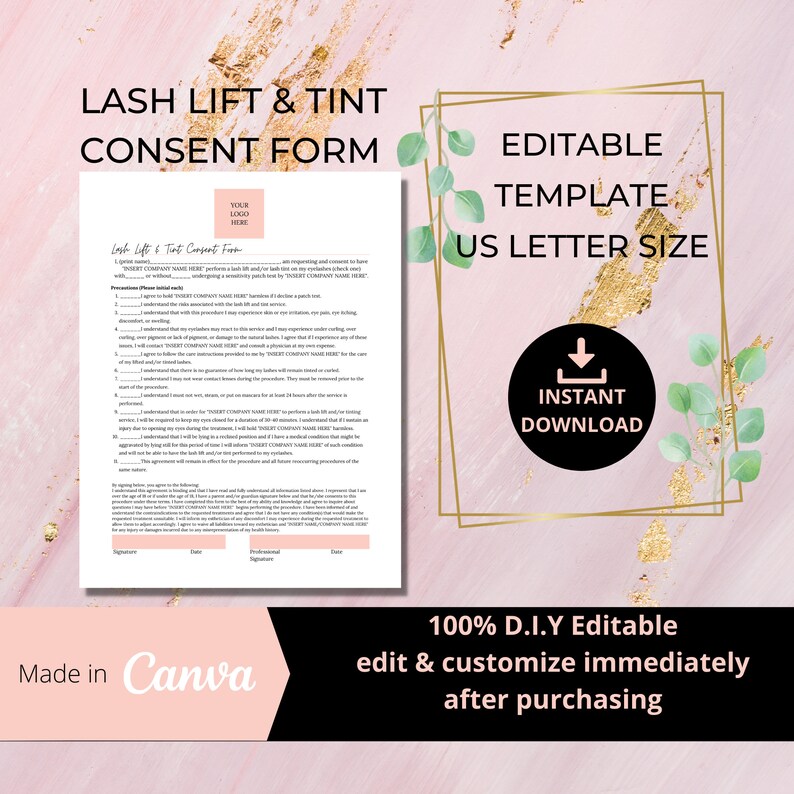 Lash Lift and Lash Tint Consent Form With Patch Test I - Etsy