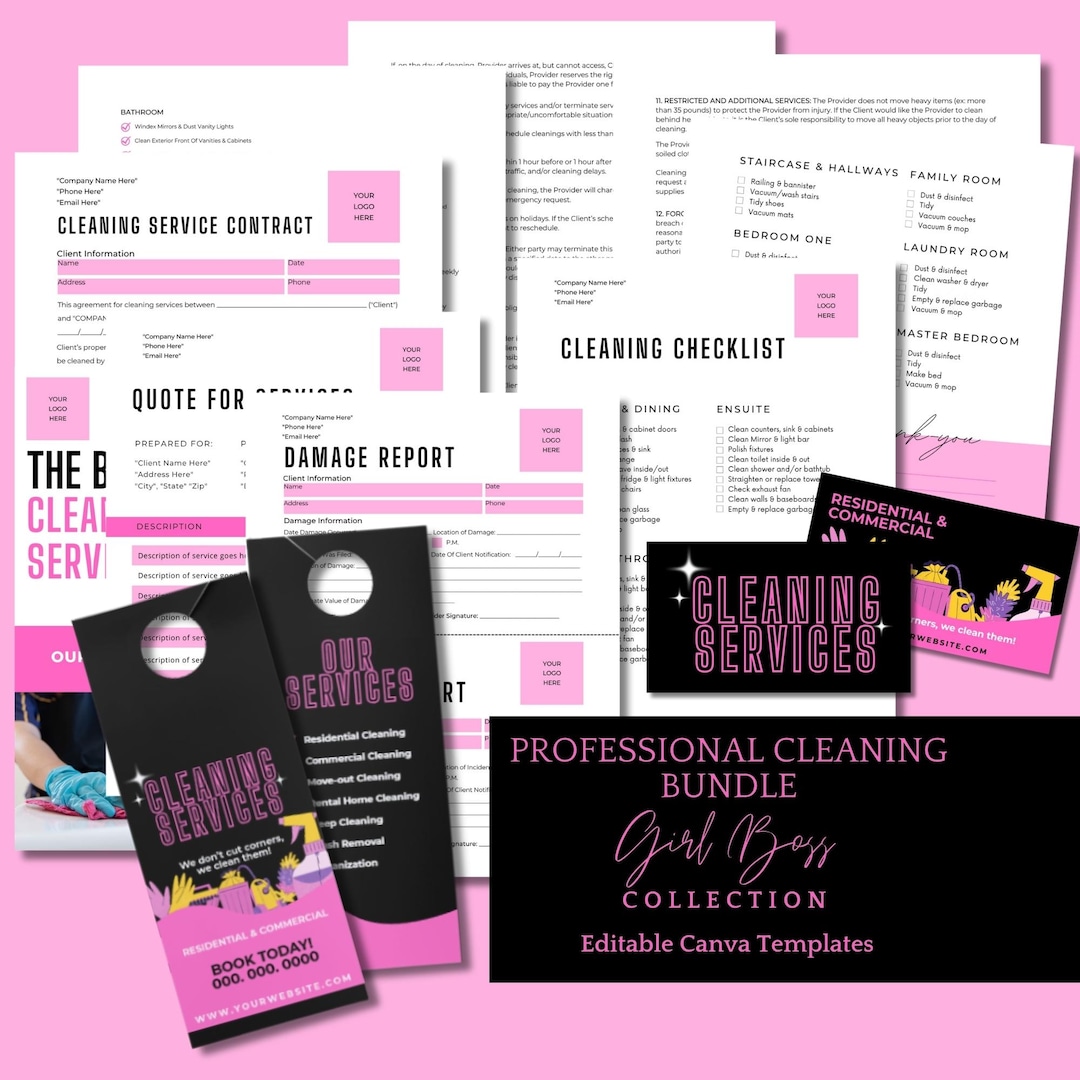 Cleaning Service Contract Bundle, Professional Maid Forms Template ...