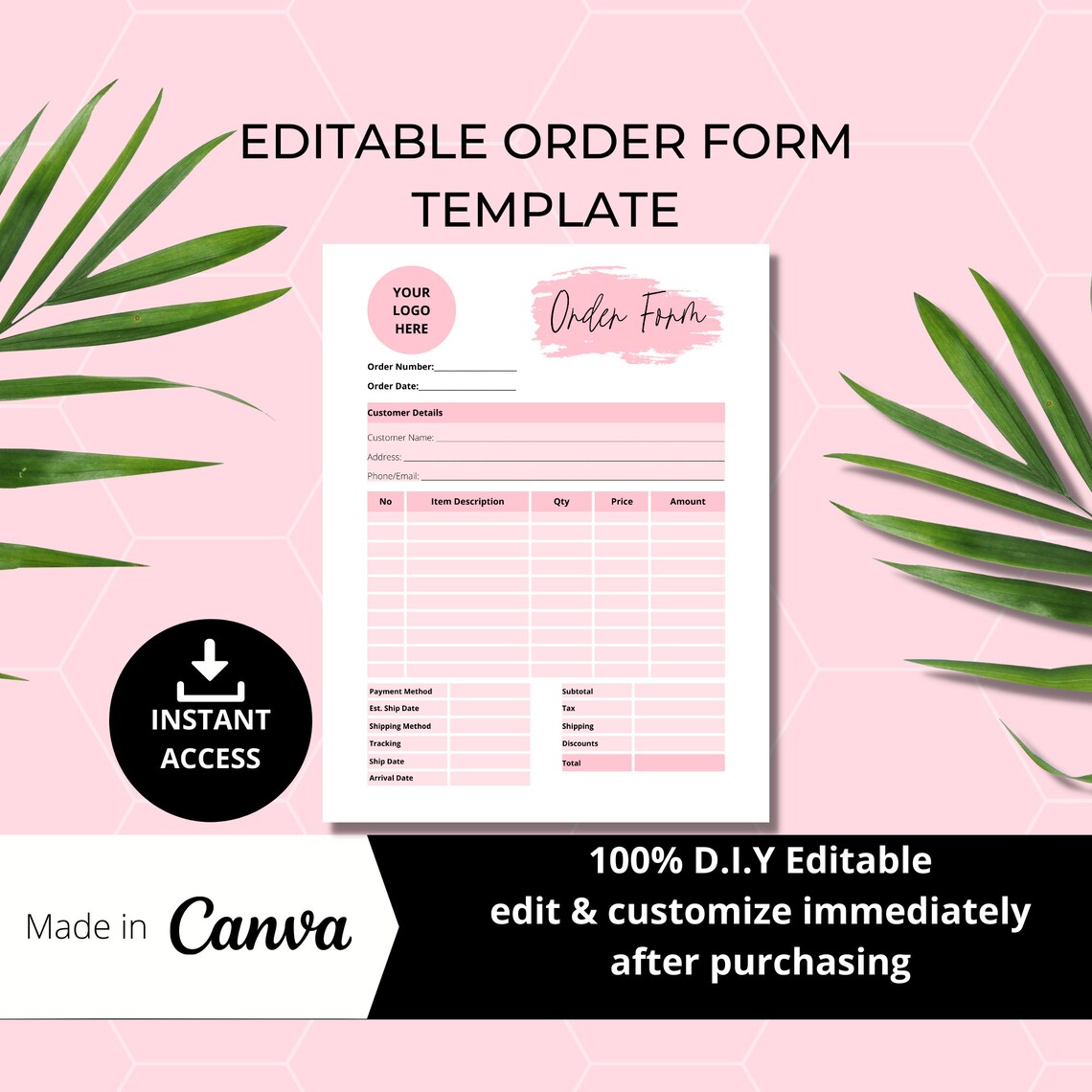 Editable Order Form Template Custom Order Form Template - Etsy