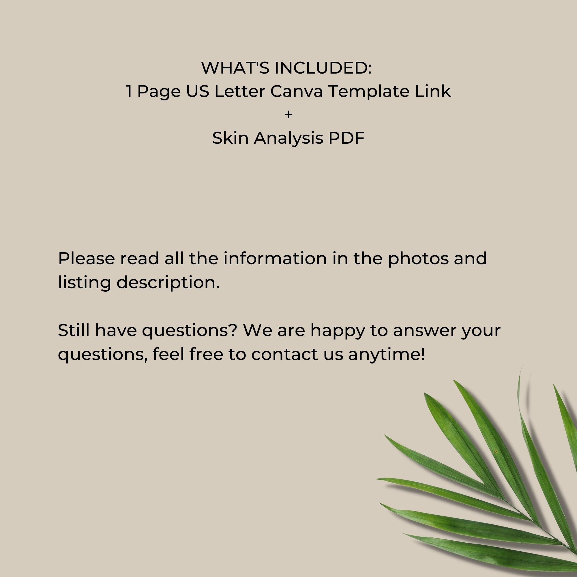 Editable and Printable Skin Analysis Form Template for - Etsy Canada