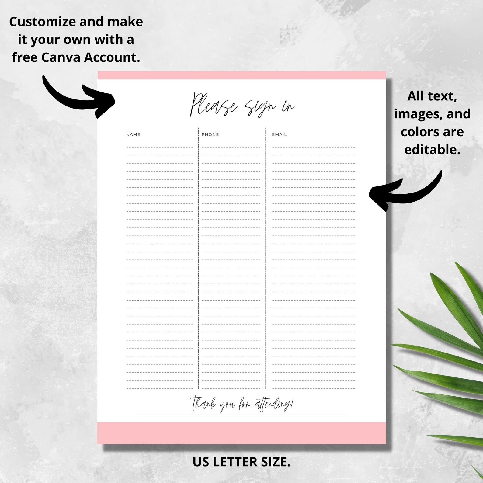 Sign-in Sheet Template Versatile Printable and Editable - Etsy