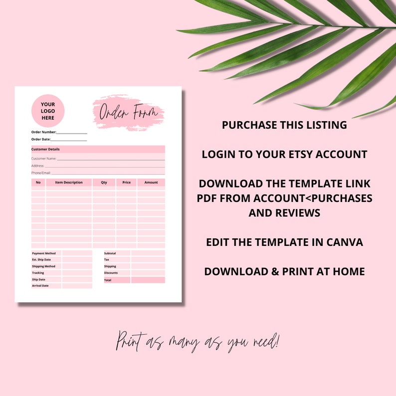 Editable Order Form Template Custom Order Form Template Etsy Editable Order Form Template Custom Order Form Template Etsy