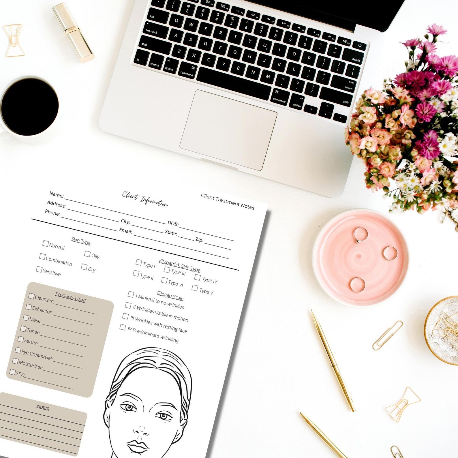 Client Treatment Notes Form, DIY Editable Canva Template, Esthetician ...