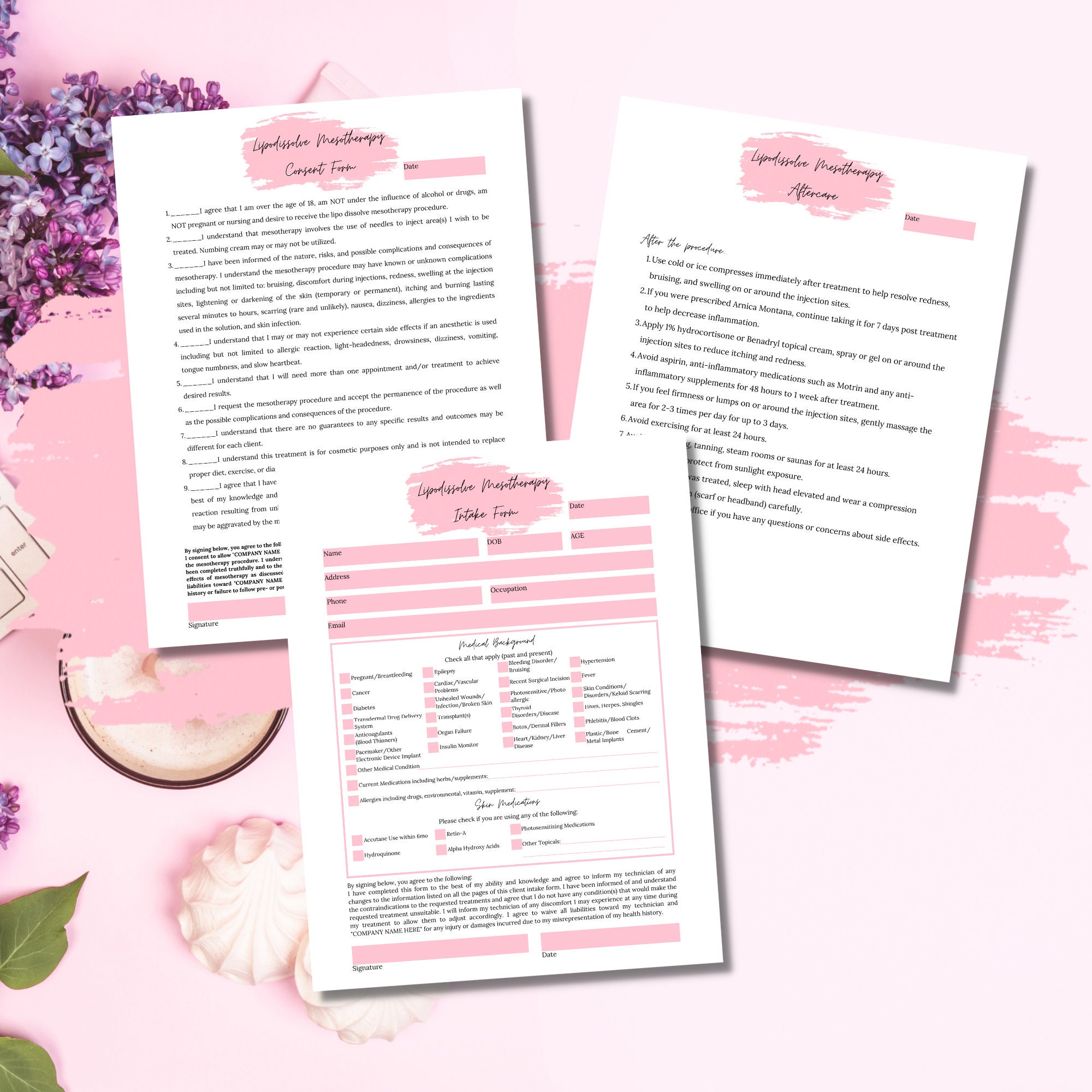 Lipotherapy Mesotherapy Forms Intake Form Consent Form - Etsy