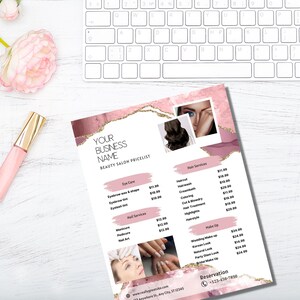 Editable Esthetician Price List Menu Template, Day Spa Price List Menu ...
