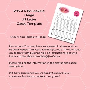 Editable Order Form Template, Custom Order Form Template, Small ...