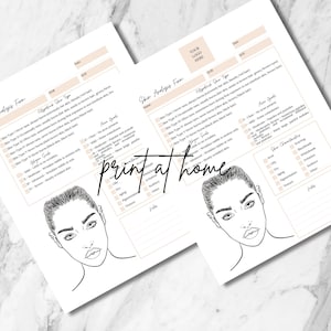 Skin Analysis Form With Face Chart I Skin Consultation I DIY Editable ...