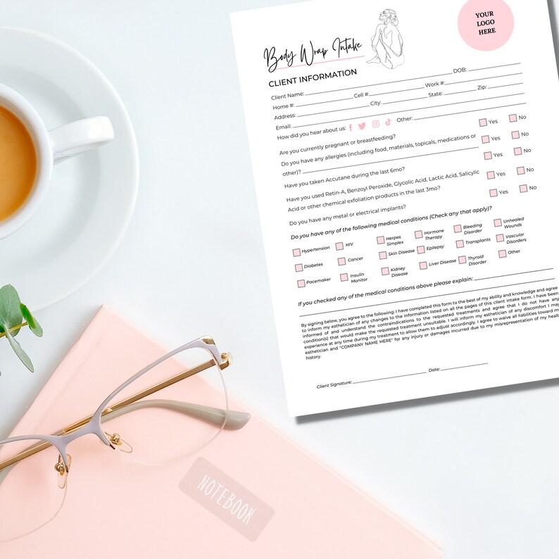 Body Wrap Intake and Consent Form DIY Editable Printable - Etsy