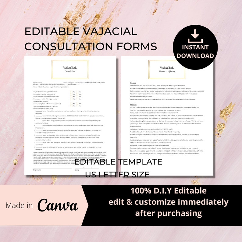 Vajacial and Derriere Informed Consent & Pre-care Aftercare - Etsy