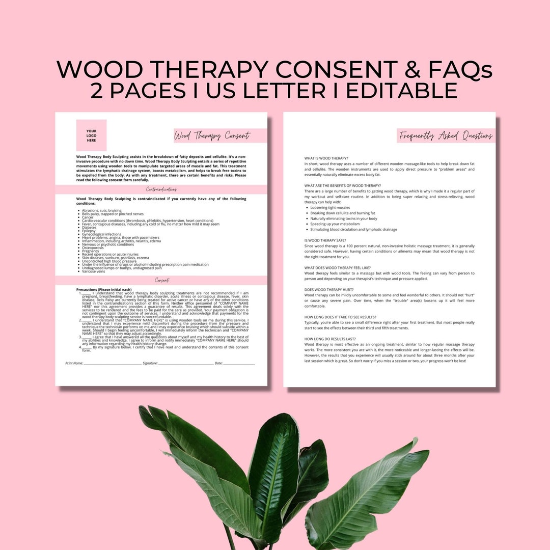 Wood Therapy Consent Form and Faqs, DIY Editable, Printable Canva ...