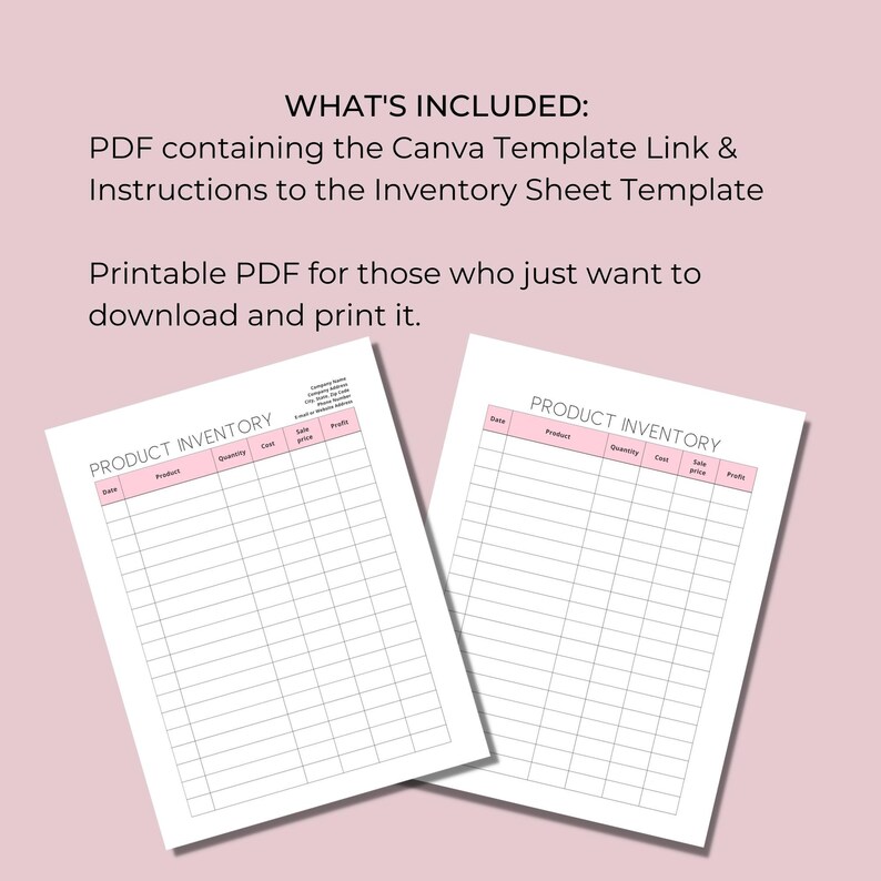 Editable Product Inventory Sheet, Small Business (printable PDF) - Etsy
