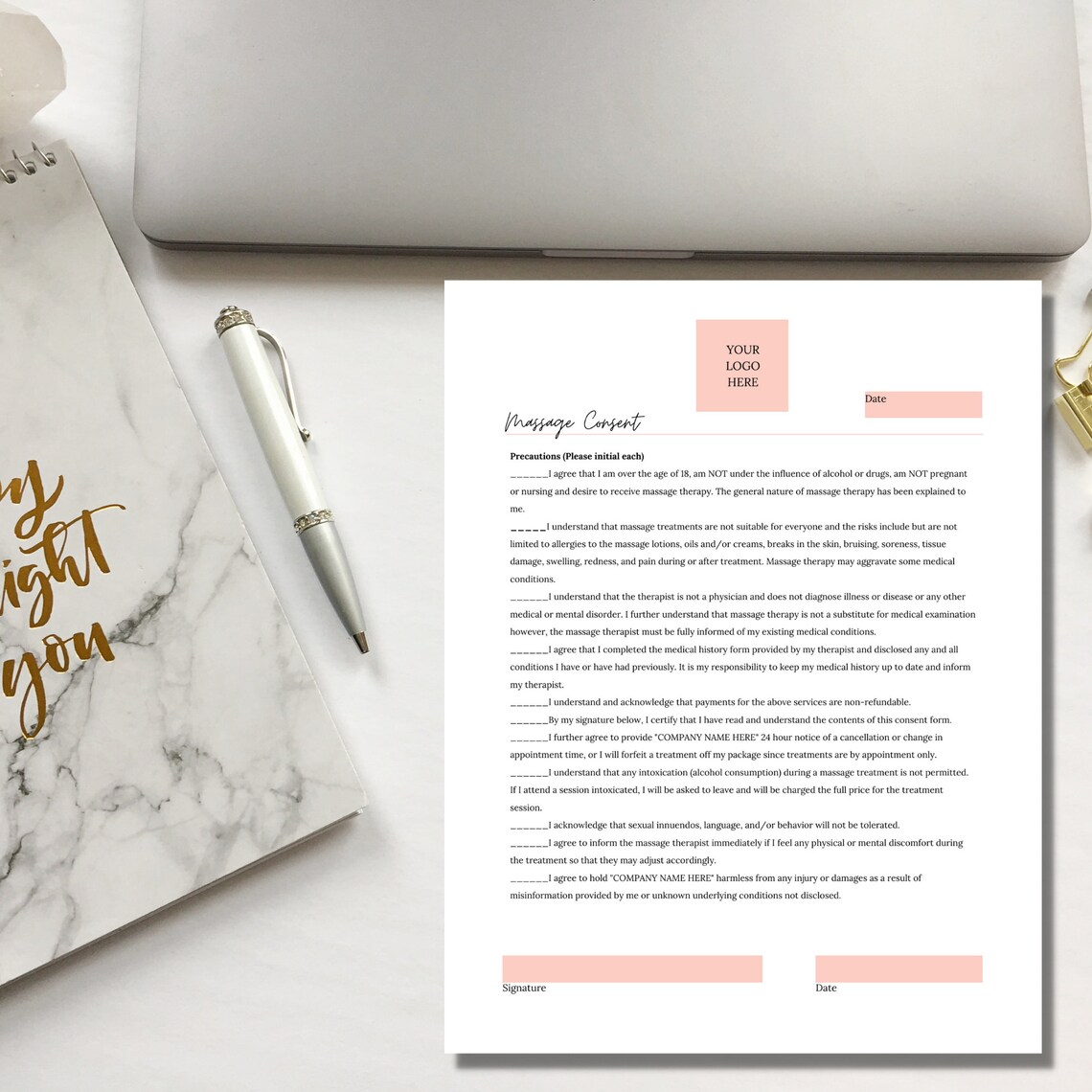 Massage Intake Consent Form With Body Charts I DIY Editable - Etsy