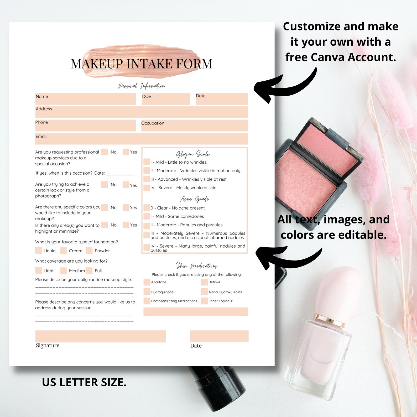 Makeup Artist Business Forms I Intake Consent Client Record - Etsy