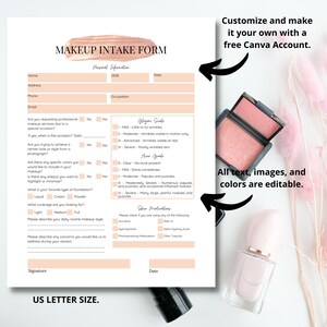Makeup Artist Business Forms I Intake, Consent, Client Record I MUA ...