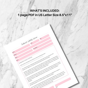 Pink General Treatment Liability Waiver PDF for Esthetician, Spa, Salon ...