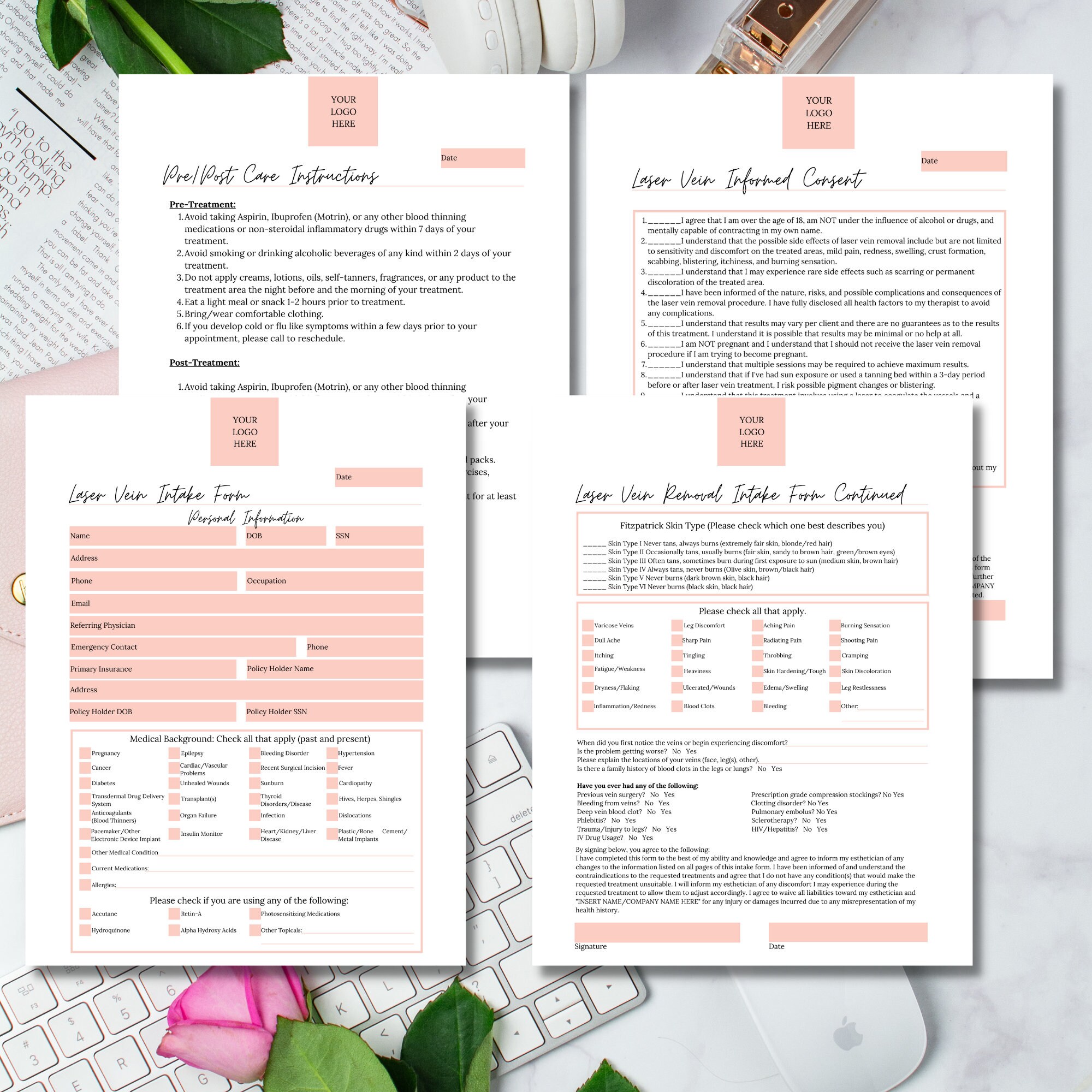Laser Vein Removal Form I DIY Editable Printable Canva - Etsy