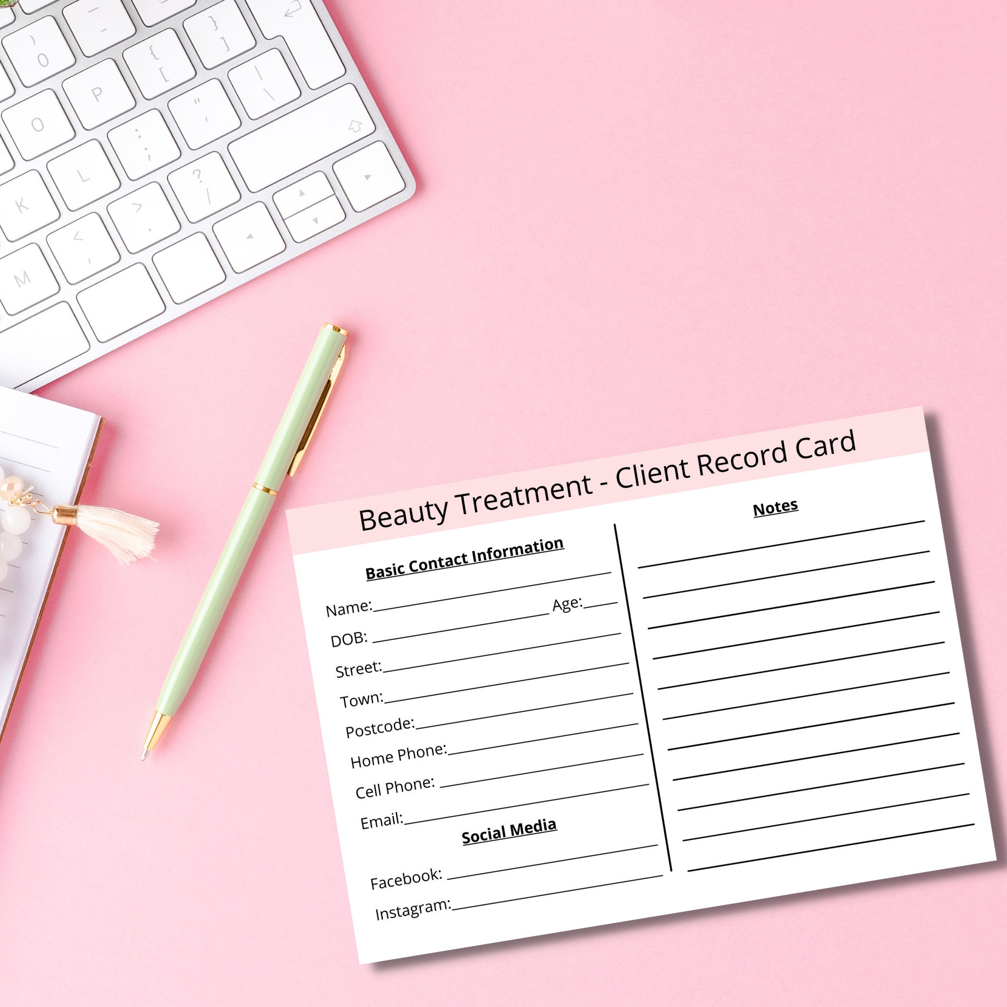 Printable Client Record Card for Beauty Professionals I Client - Etsy UK