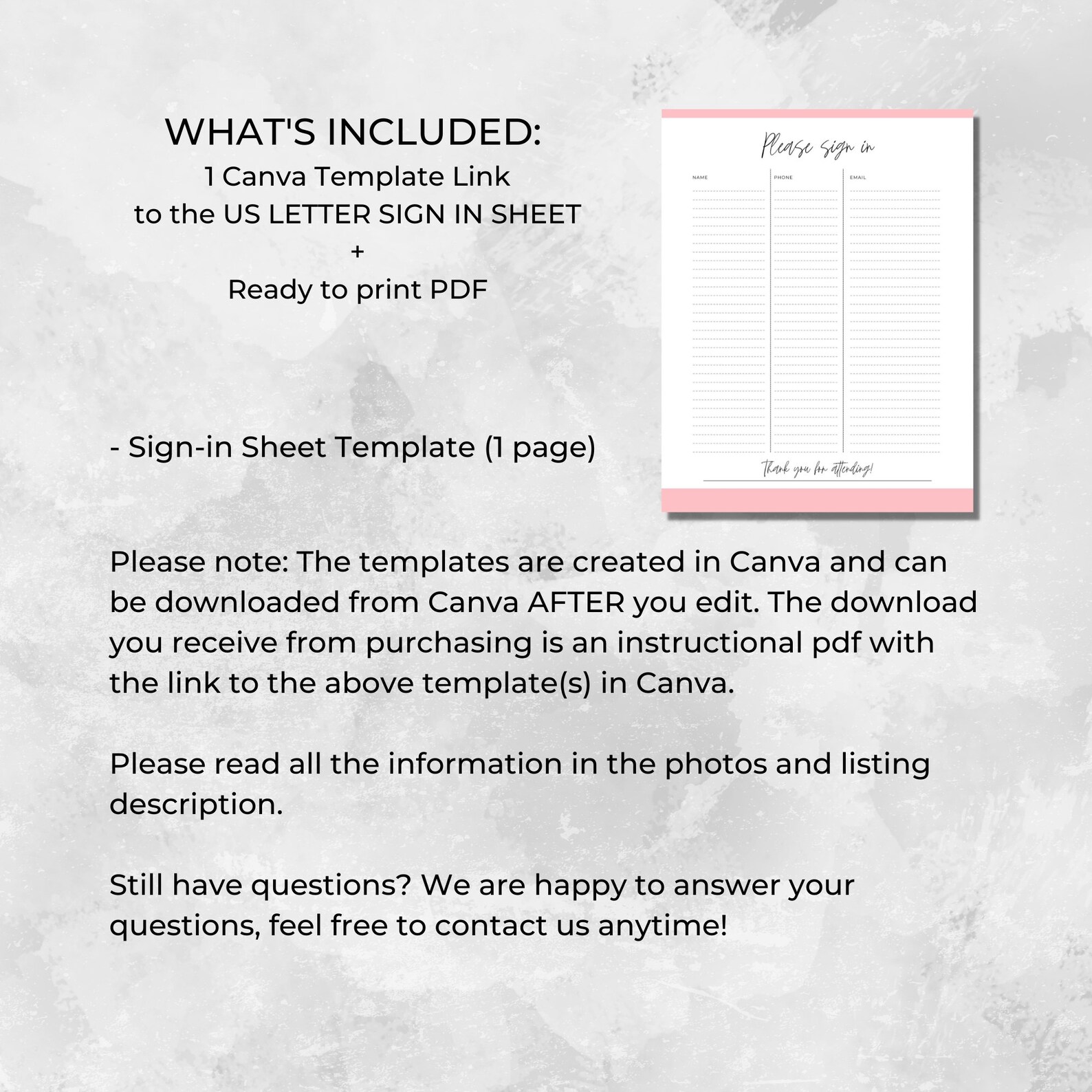 Sign-in Sheet Template Versatile Printable and Editable - Etsy