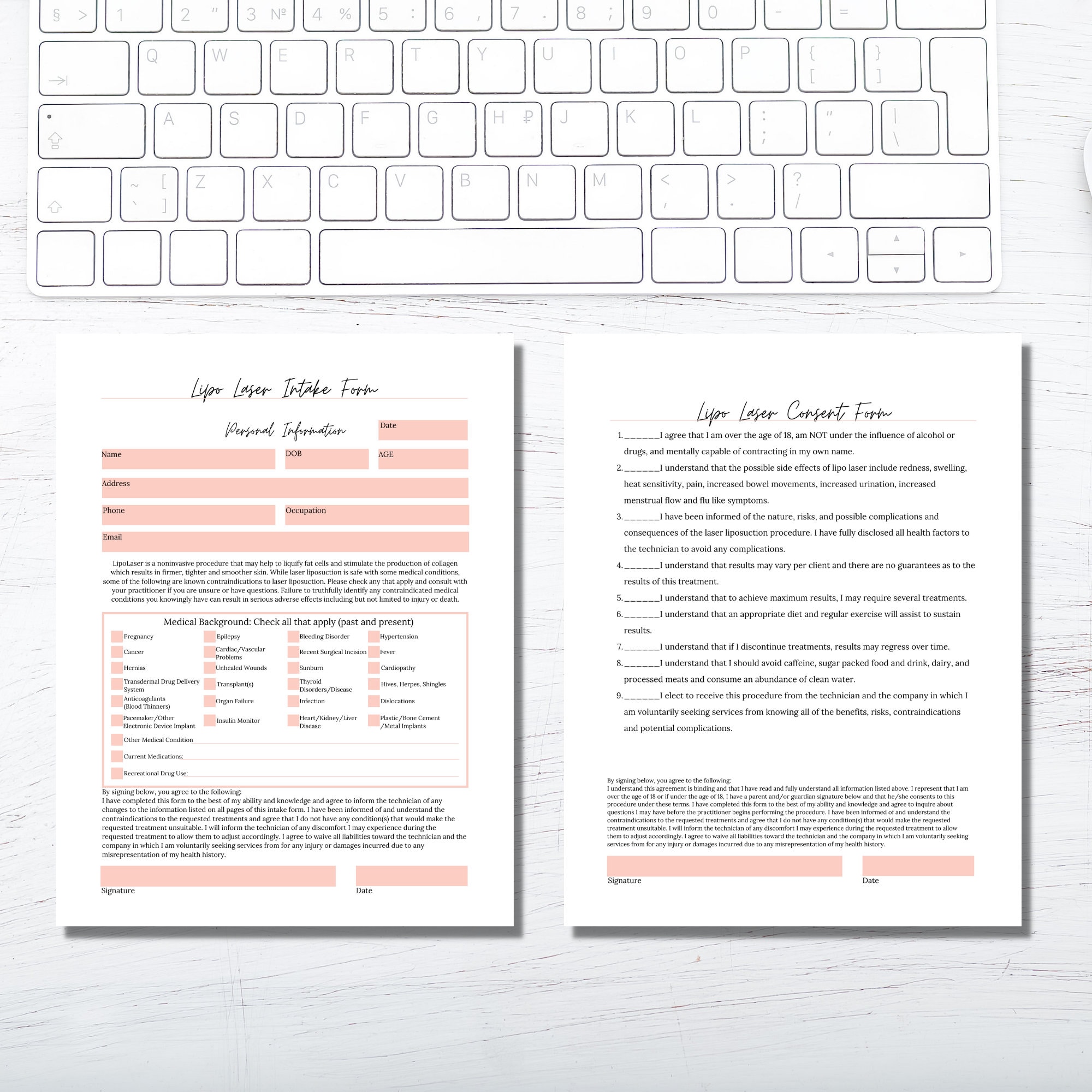 Laser Lipo Intake Consent Aftercare Forms I Body Contouring I - Etsy