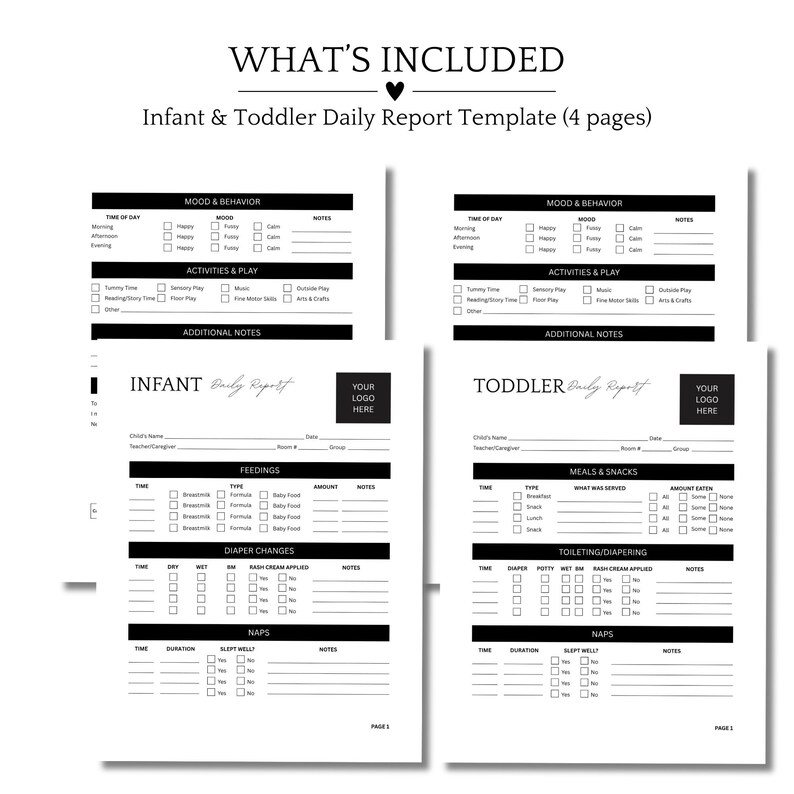 Infant Toddler Daily Report Template, Daycare Childcare (editable Canva ...