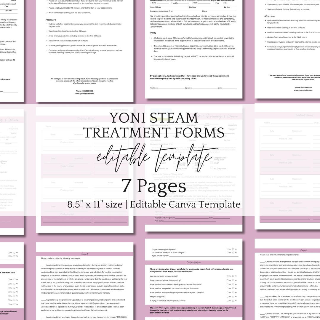 Yoni Steam Intake Consent Forms Editable Vaginal Steam Treatment Forms ...