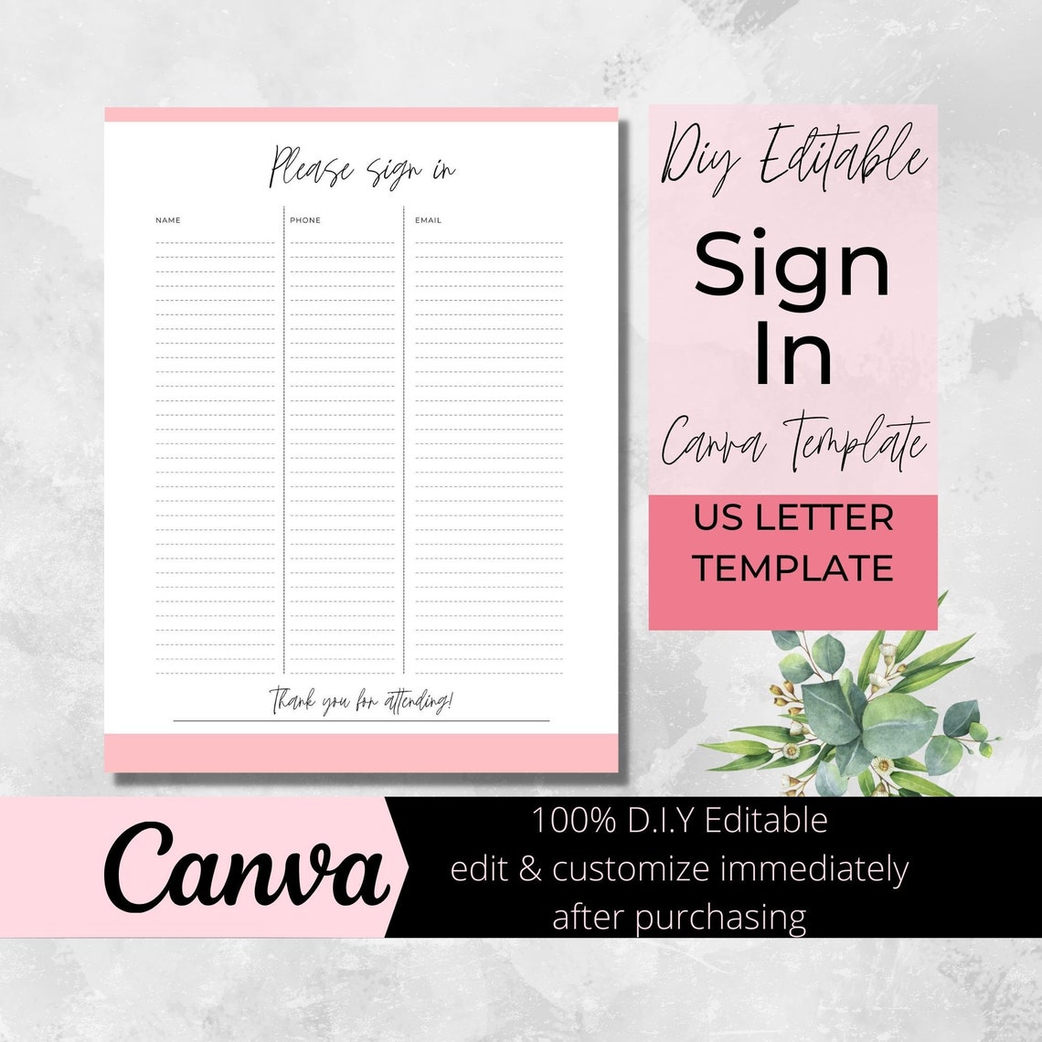 Sign-in Sheet Template Versatile Printable and Editable - Etsy