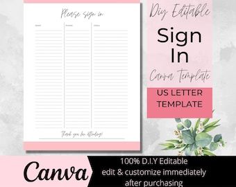 Sign in Sheet ,template, Hot Versatile Printable and Editable, Client Sign in Sheet, Open House ...