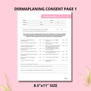 Dermaplaning Consent Form, DIY Editable Printable 2 Page Canva Template ...