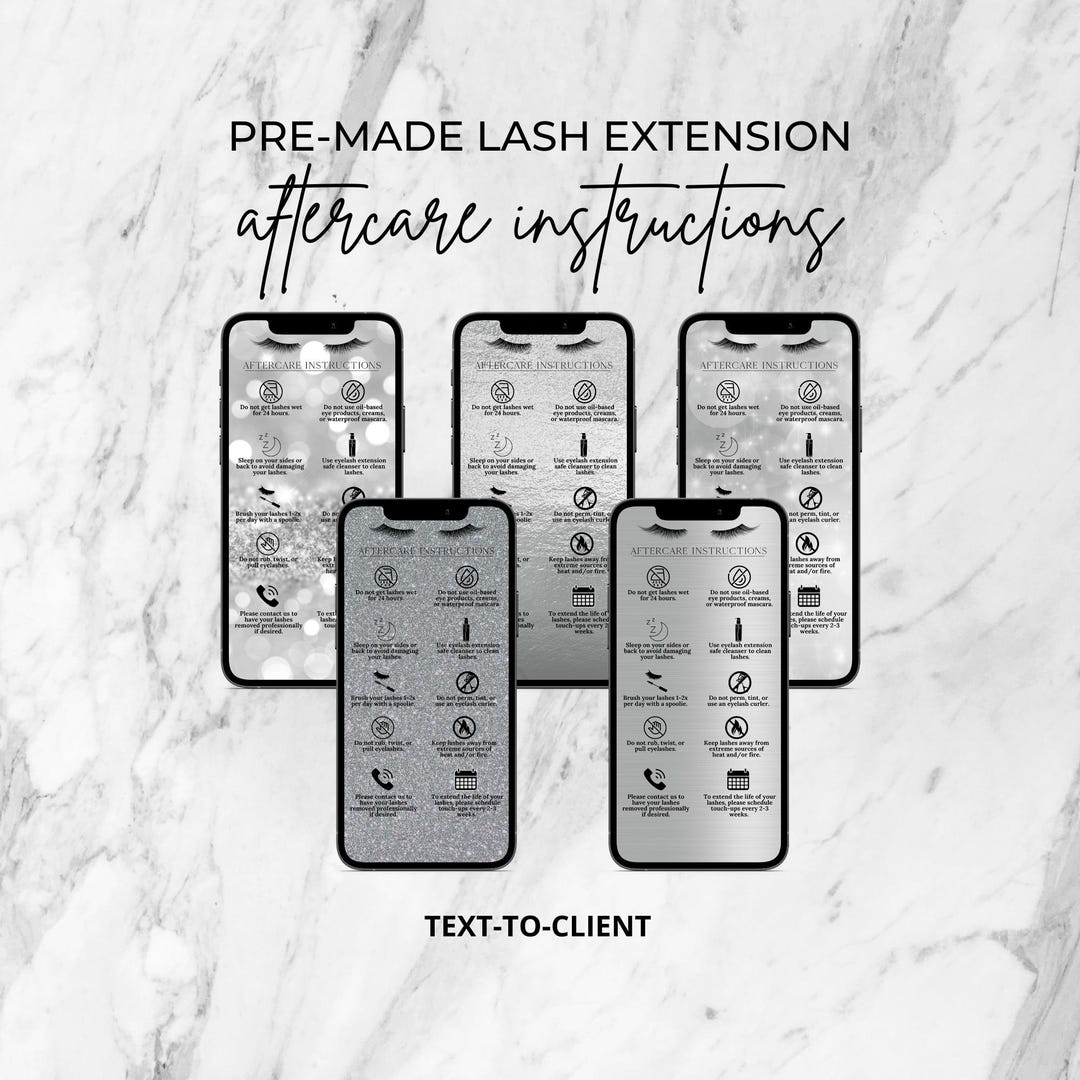 Lash Extension Aftercare, Digital Eyelash Extension Post-care Card ...