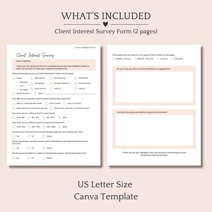 Spa Client Interests Survey Form Esthetician Client Feedback ...