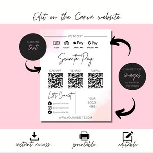 QR Code Pay Template, Scan to Pay, Spa QR Code Pay Sheet, Esthetician ...