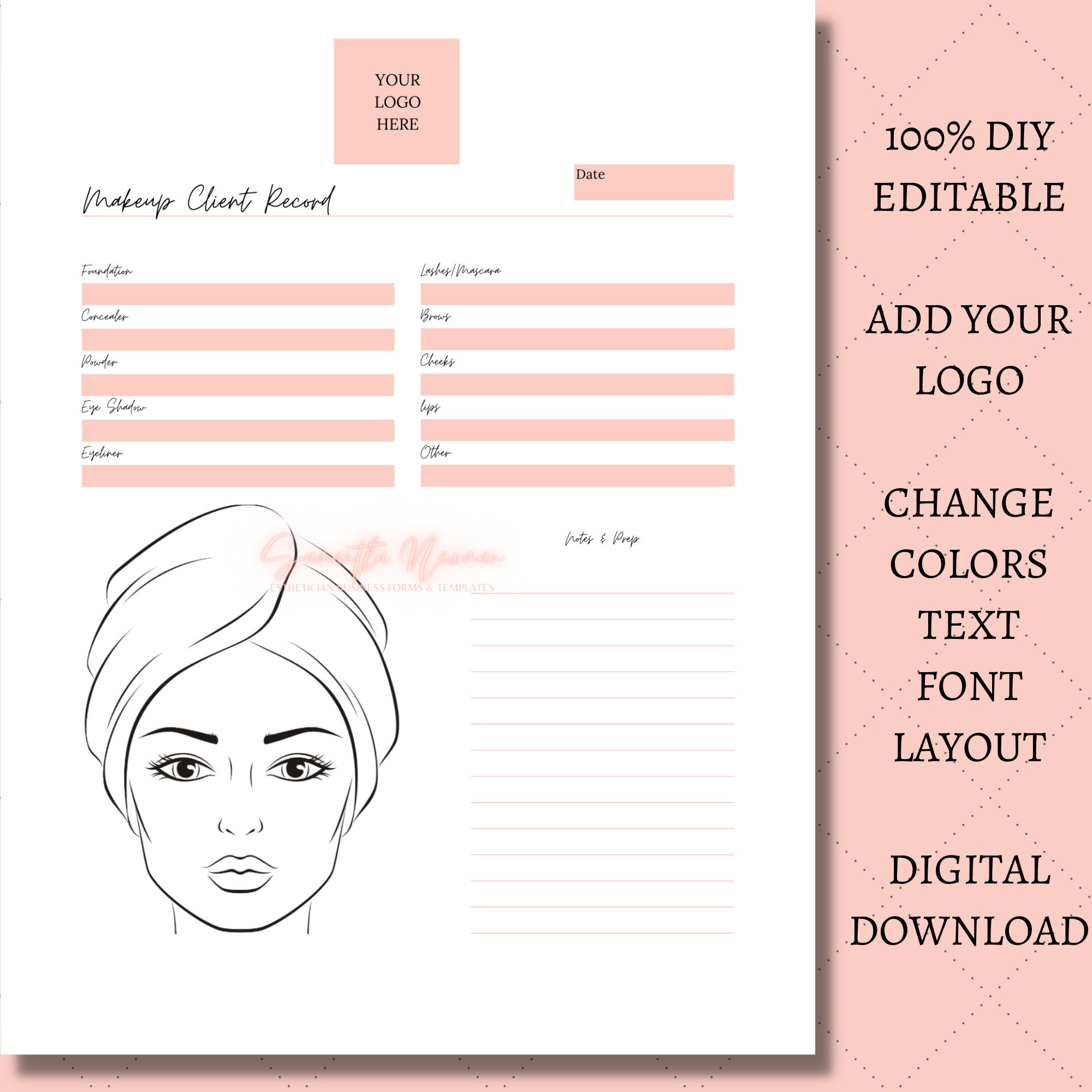 Makeup Artist Business Forms I Intake Consent Client Record I - Etsy