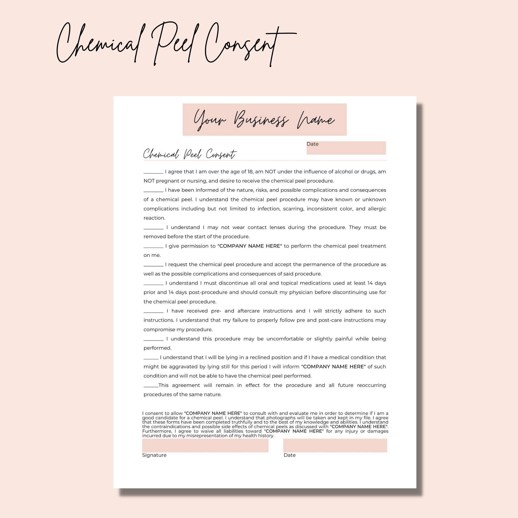Chemical Peel Consultation Form Chemical Peel Consent Form - Etsy UK