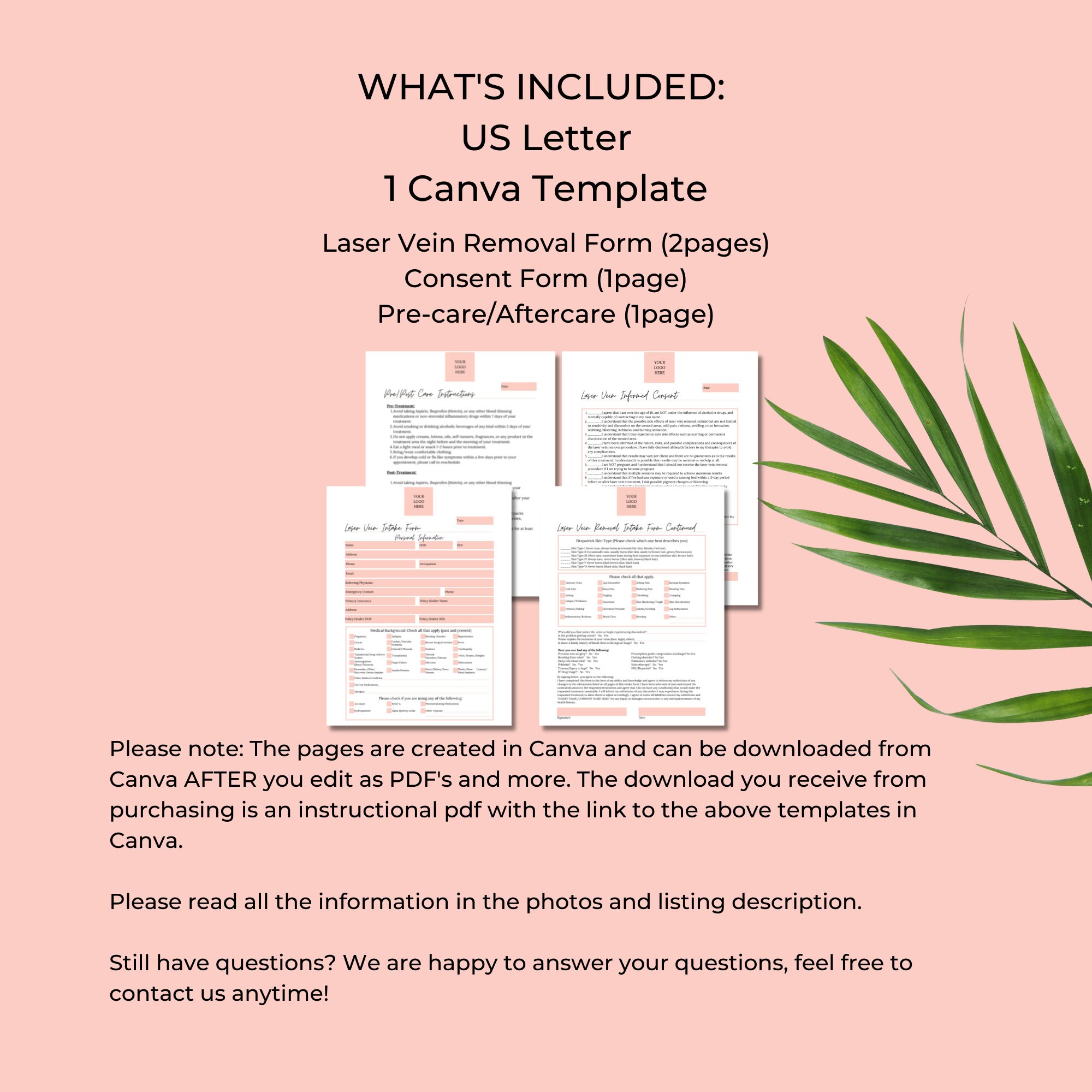 Laser Vein Removal Form I DIY Editable Printable Canva - Etsy