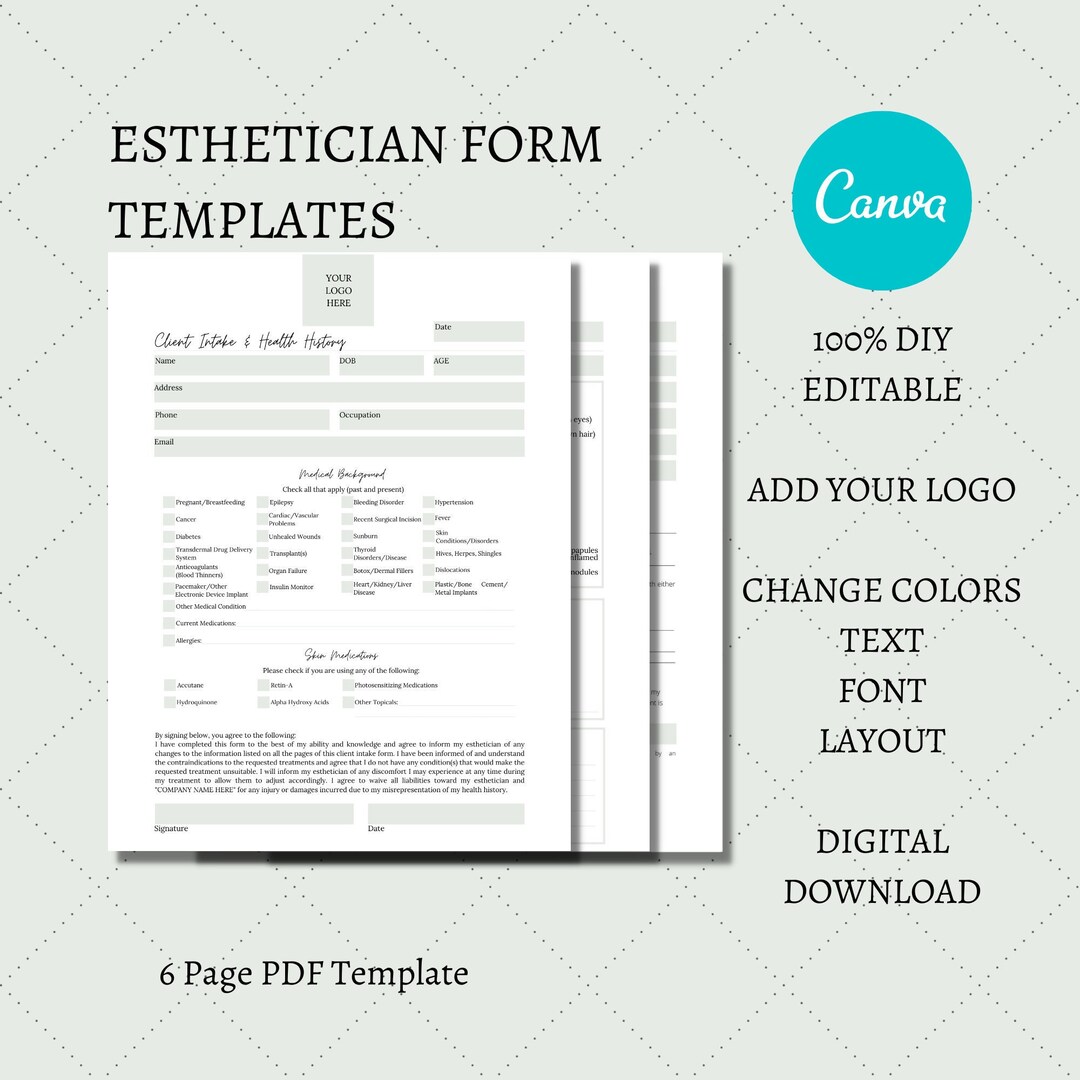 6 Page Client Health History Skin Analysis Facial Massage - Etsy Canada
