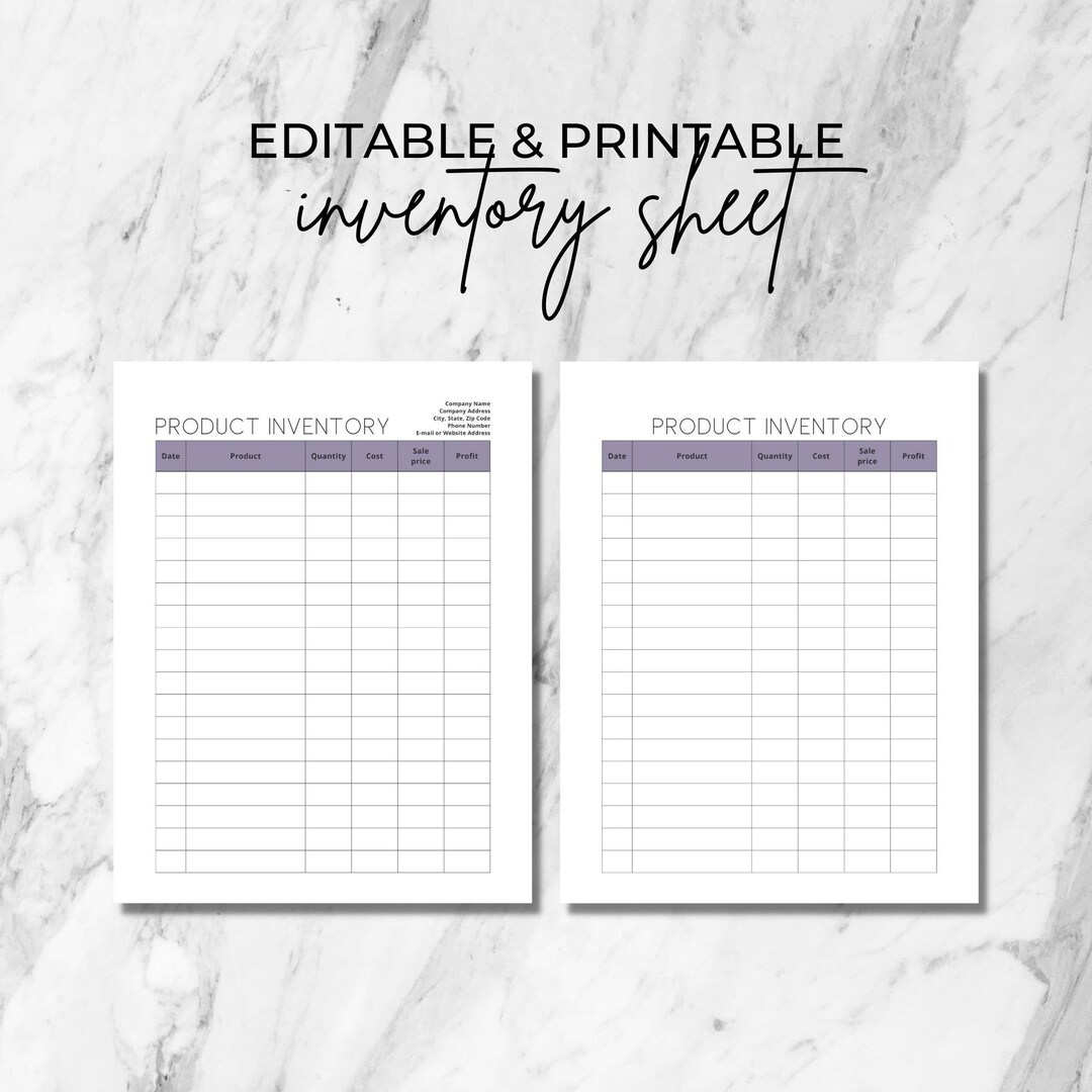 Editable Inventory Management Form, Inventory Tracker PDF, Product ...